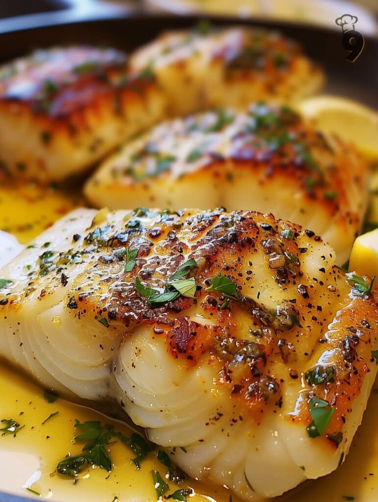 Golden Seared Cod with Herb Butter Sauce - Nine Recipes