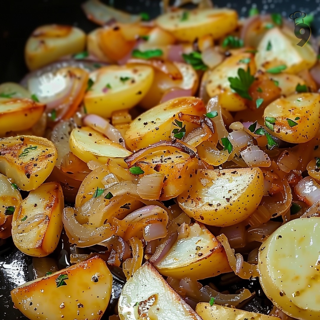 Crispy Fried Potatoes and Onions - Nine Recipes